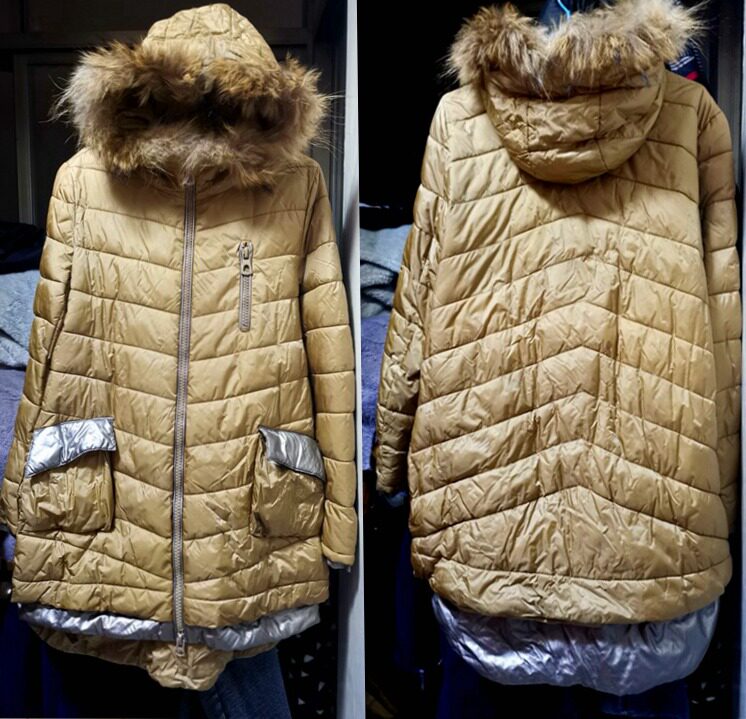 暗金色女春秋冬装轻厚中长款真毛连帽羽绒服棉衣棉服袄风大衣外套