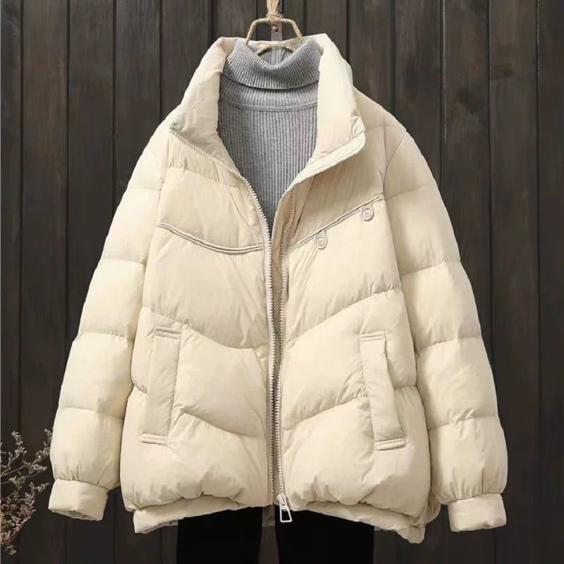 轻薄保暖羽绒服短款棉服棉衣袄风大衣立领外套春秋冬宽松休闲打底