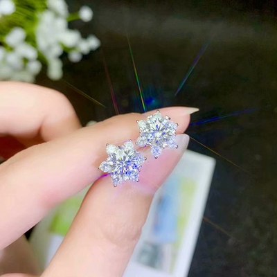 s925银克拉钻耳坠耳钉莫桑钻空托