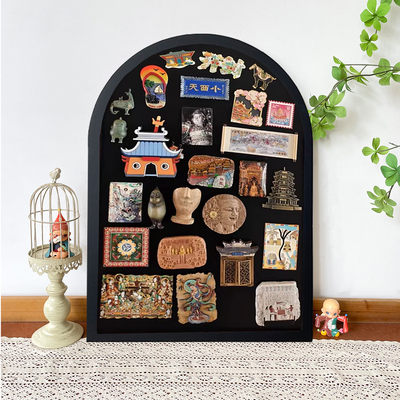 拱形家用冰箱贴展示板半圆磁吸黑板挂式冰箱贴收纳相框收纳装饰