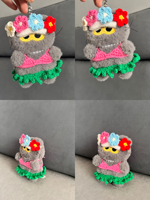 权志龙ZOA猫钥匙扣夏威夷套装钩织成品GD ZOA猫娃衣换装