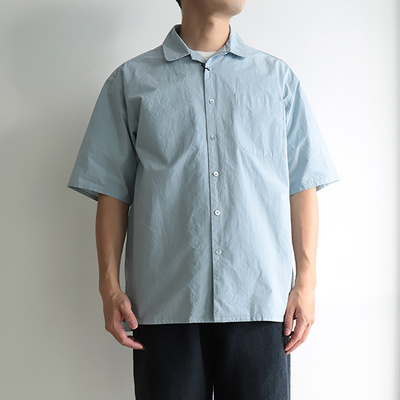 超高密度微宽松开领短袖衬衫