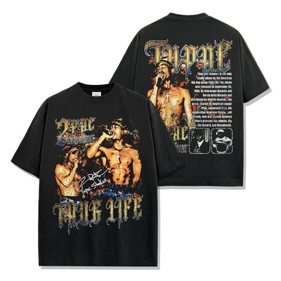 美式复古嘻哈印花短袖T恤