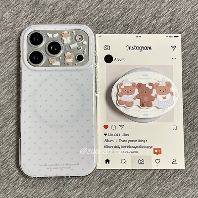 立体三只小熊磁吸支架适用传音HOT40手机壳15pro红魔11pro+nfinx Smart8可爱hone3Apro华硕ZenFone9全包硅胶