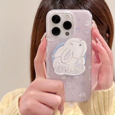 兔子带摇摇乐磁吸支架适用传音HOT40手机壳15pro/红魔10Spro+/infinx Smart8创意Phone 3Apro华硕ZenFone10软