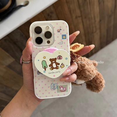 白色爱心小熊磁吸支架适用努比亚Z60pro手机壳Z80 ULTRA/Z70/Z50Spro/ZTE-A51/Z11小众MAX/N2/11pro+软10AIR