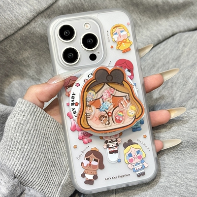 哭泣女孩摇摇乐磁吸支架适用传音HOT40手机壳15pro/红魔10Spro+卡通infinx Smart8/Phone 3Apro华硕ZenFone10