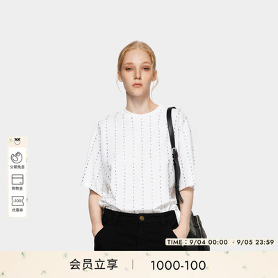 PINKO女士2026年夏季新款通勤本白钉珠T恤式连衣裙PAF26121202