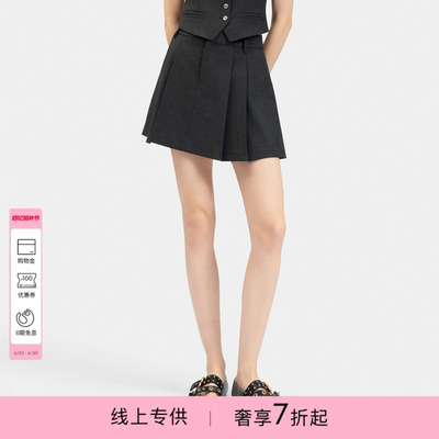 【线上专供】PINKO2026年春新款黑色优雅通勤百褶裙PEAF2618060