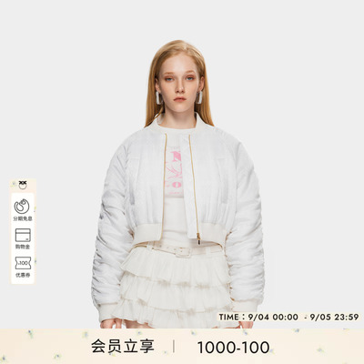 PINKO女士2026春季新款丝粘提花短款棒球服PAF26132206