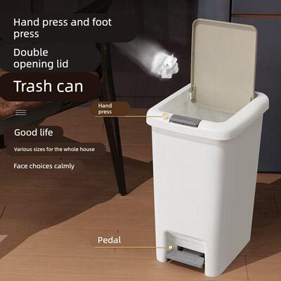 Rubbish Can Kitchen Toilet Trash with Press Lid Garbage Bin