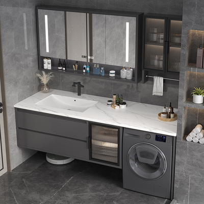 阳台实木洗衣机一体柜组合浴室柜轻奢洗脸盆卫生间智能洗漱台定制