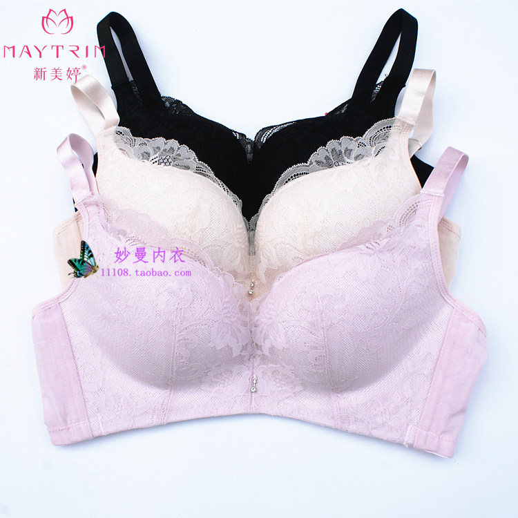 品牌新美婷文胸超薄6355BC杯蕾丝边无钢圈聚拢内衣女透气洞洞杯