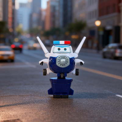 超级飞侠迷你变形机器人包警长儿童益智玩具贝警员露探长庞机长小