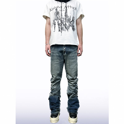 CandyCash Skinny马丁风美式爆裂纹水洗立体猫须高弹弯刀微喇男女