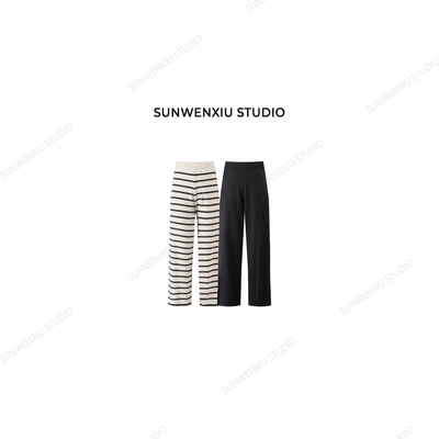 swx studio  针织裤 松弛感百搭高腰休闲九分裤 M6029
