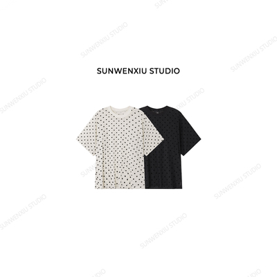 swx studio  波波纱 俏皮透感百搭夏季宽松波点设计感圆领T恤286C