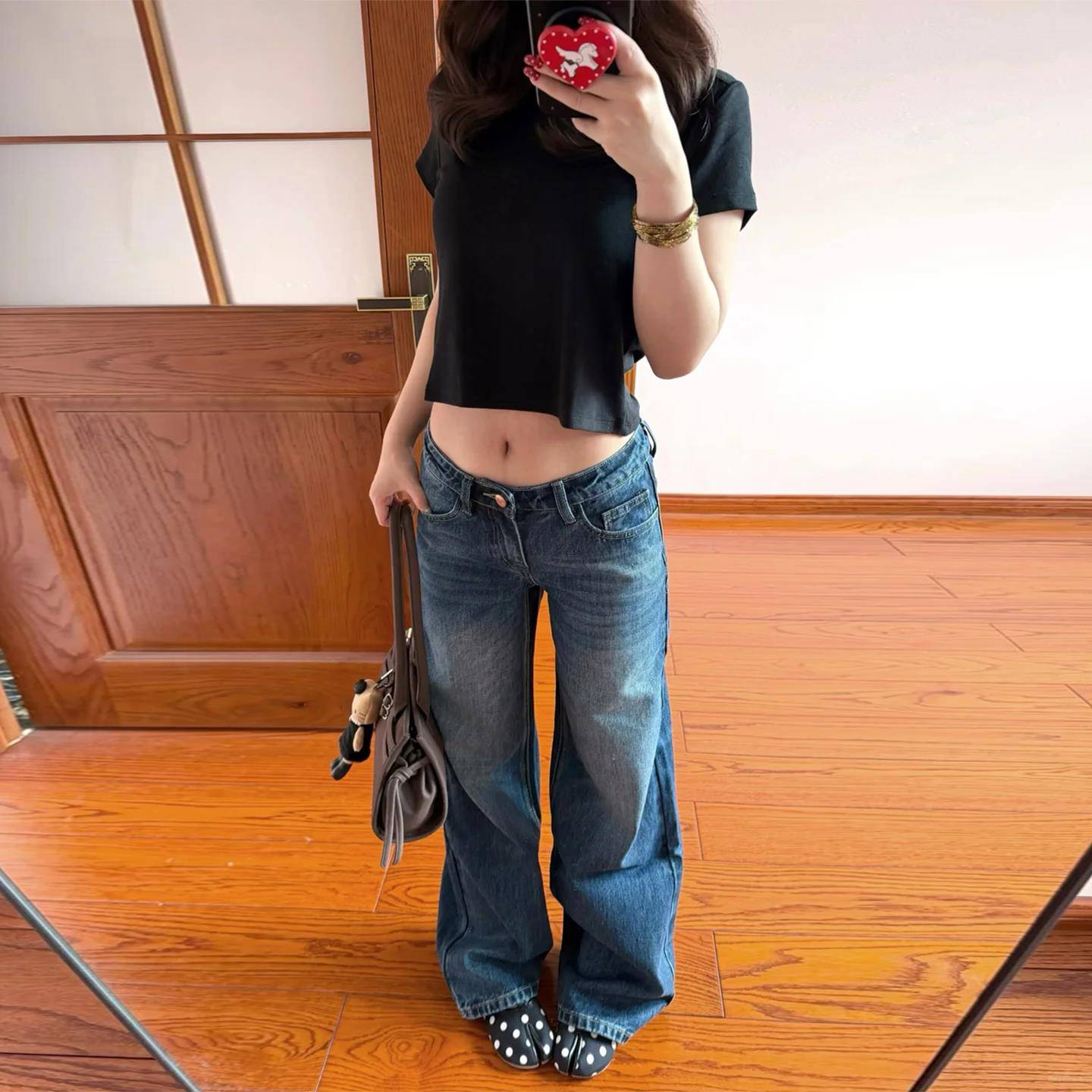 jennie妮味儿复古低腰牛仔裤女夏2026新款美式宽松显瘦直筒宽裤