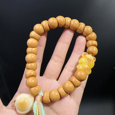 雕刻猴头蒜瓣猪大肠手串光面核桃光珠绕指柔佛珠文玩盘玩念珠手链