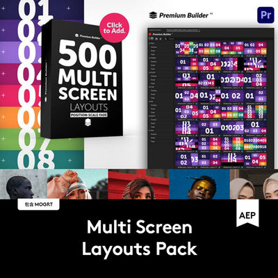 AE模板脚本 500+图片视频分屏出入动画预设 Multi Screen Layouts