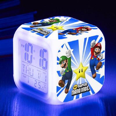 Anime Super Mario Light LED Alarm Clock Decoration Children&