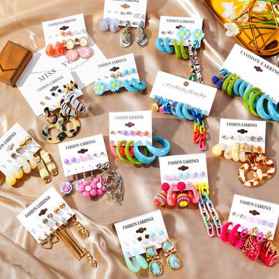 Acrylic Chain Earrings For WomenCandy Color Resin Tassel Exa