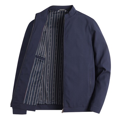 8808款中老年人新款男士夹克条纹