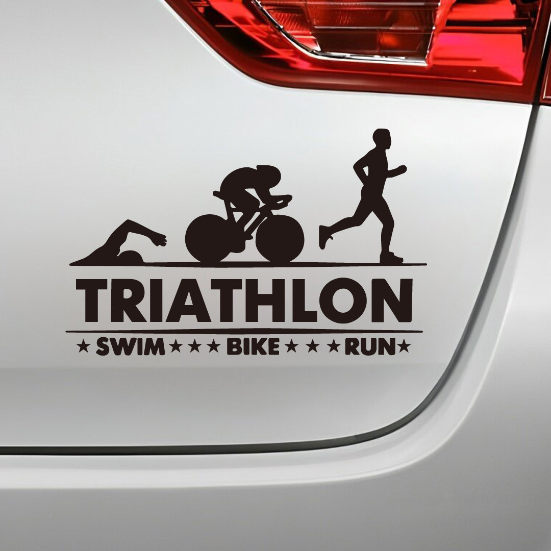 铁人三项 TRIATHLON 车贴 游泳骑行跑步运动爱好者车窗装饰贴纸