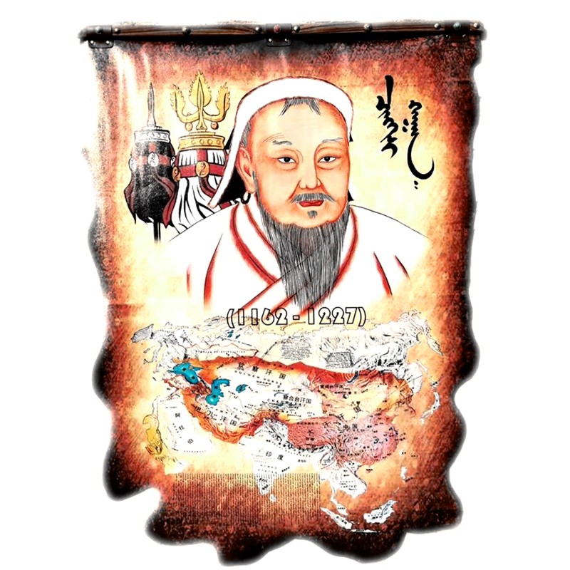 民族工艺品皮画成吉思汗不规则y画轴蒙古包客厅餐厅装饰画精品挂