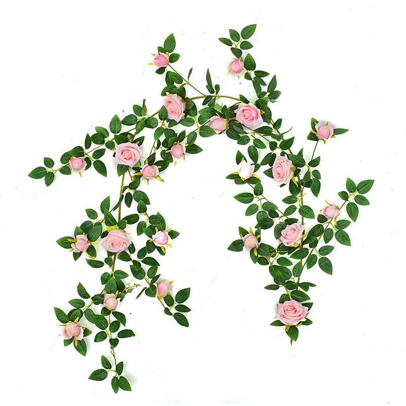 仿真玫瑰花藤条蔓藤塑料花假花栅栏房顶J暖气管道装饰花链高档造