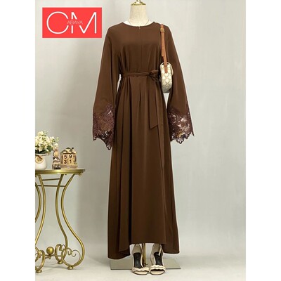 Lace Abay Dubai Luxury Women Maxi Dress Elegant Kebaya