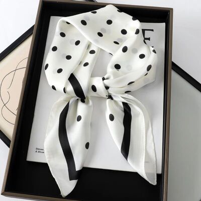 Lady Hair Dot Scarf Female Silk Square Scarves Head Wraps fo
