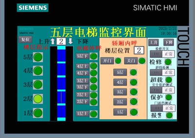 5五层电梯西门子S7-1215C和KTP700触摸屏博途V16程序4带超载检修