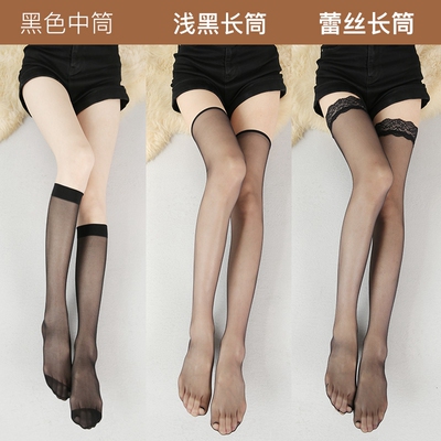 夏季薄款黑色长筒丝袜