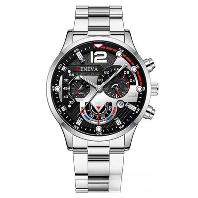 Men's steel strap calendar quartz watch sports night light p