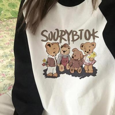 插肩长袖t恤女装秋冬季宽松上衣