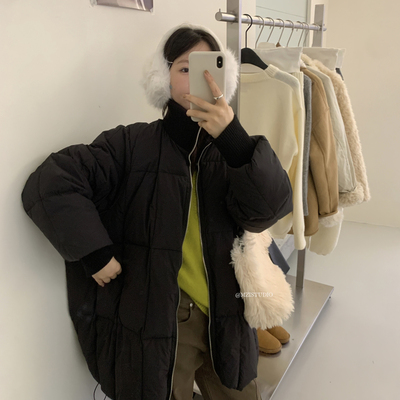 MZI STUDIO-立领拼接中长款锁住温度羽绒服(含50白鸭绒)17277#