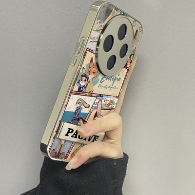 适用于vivox200promini手机壳镜面情侣兔狐高级感vivix60/70/80外硅胶全包防摔x90新款女潮牌vivox90/x100s套