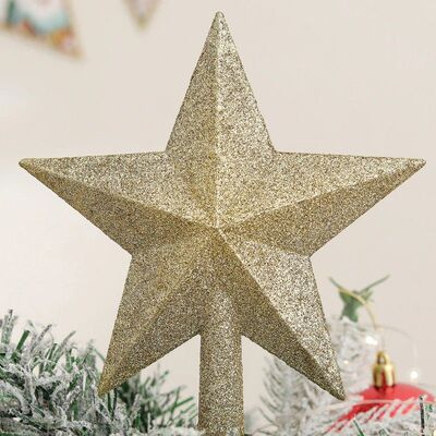 1pc Christmas tree top glitter five pointed star decoration