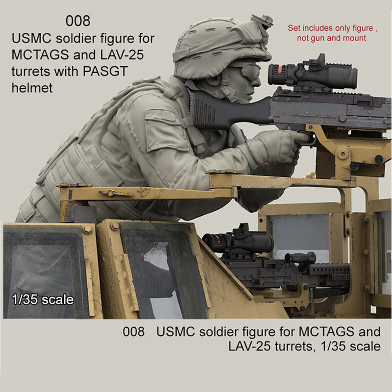 1/35模型美国海军陆战队战车机枪手狙击手兵人GK白模手办摆件207