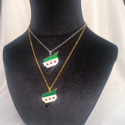 Syria pendant necklace 滴油叙利亚地图旗帜国旗项链高端