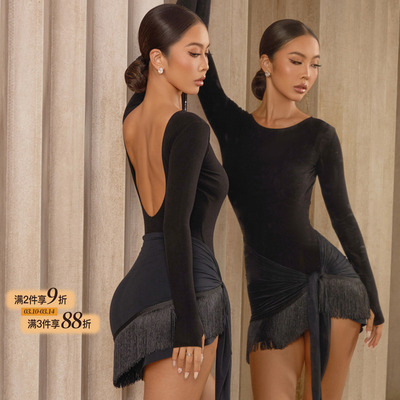 ZYM【偏爱】半身裙一片式拉丁舞练功服女围裹式加密流苏裙24102