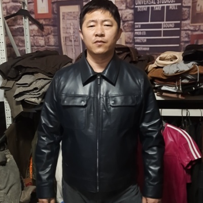 雷军同款小小伟业羊皮翻领皮衣