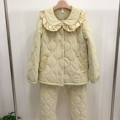 卡路曼 冬季女士可爱双面绒加厚加绒保暖时尚家居服睡衣套装56009