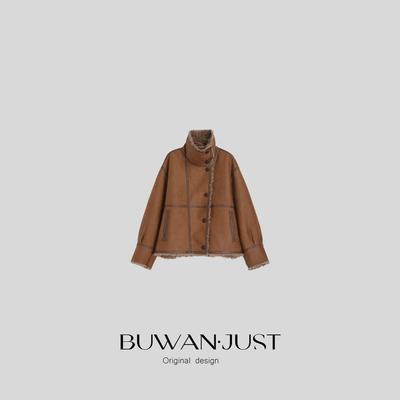 BUWANJUST高品定制帅气机车风保暖高包容度皮毛一体大外套 B2288