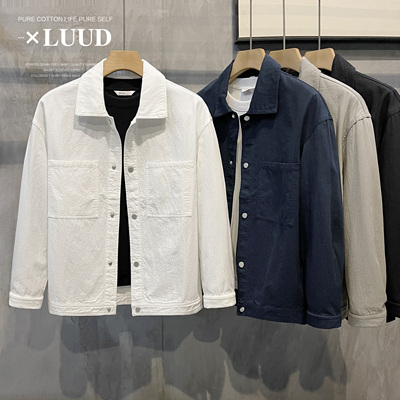 纯色简质泡泡纱衬衣外套