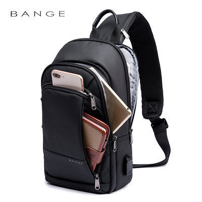 班歌胸包男士商务充电斜挎包潮流斜挎包防水牛津布工厂backpack