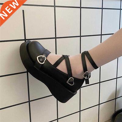 Sweet Lolita Shoes Platform Round Head Thick Heel Cross Band