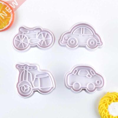 4Pcs Car Plane Motorcycle Bicycle Cookie Cutter Biscuit