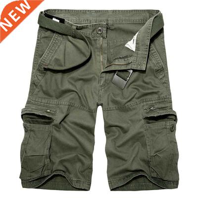 2022 Summer Mens knee Length Cotton Army Cargo Shorts Men Ca